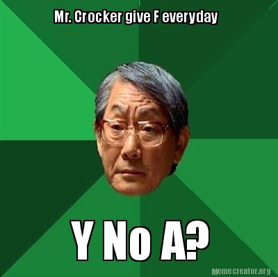 Meme Creator - Funny Mr. Crocker give F everyday Y No A? Meme Generator ...