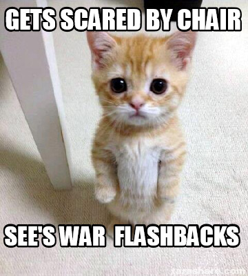 Meme Creator - Funny gets scared by chair see's war Flashbacks Meme ...
