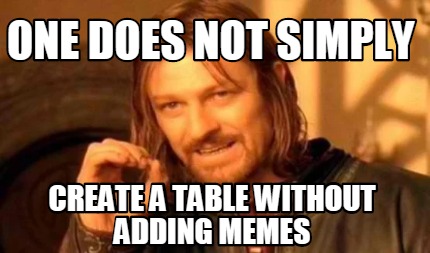 Meme Creator - Funny one does not simply create a table without adding ...