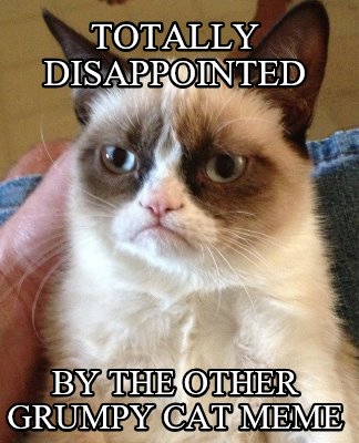 Meme Creator - Funny Totally Disappointed By the other Grumpy Cat Meme ...