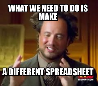 Meme Creator - Funny What we need to do is make A different spreadsheet ...