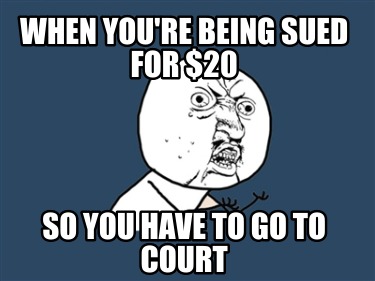 Meme Creator - Funny When you're being sued for $20 So you have to go ...