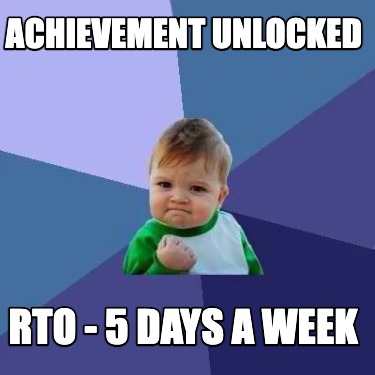 Meme Creator - Funny Achievement unlocked RTO - 5 days a week Meme ...