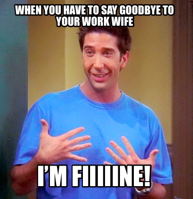 Meme Creator - Funny When you have to say goodbye to your work wife I’m ...